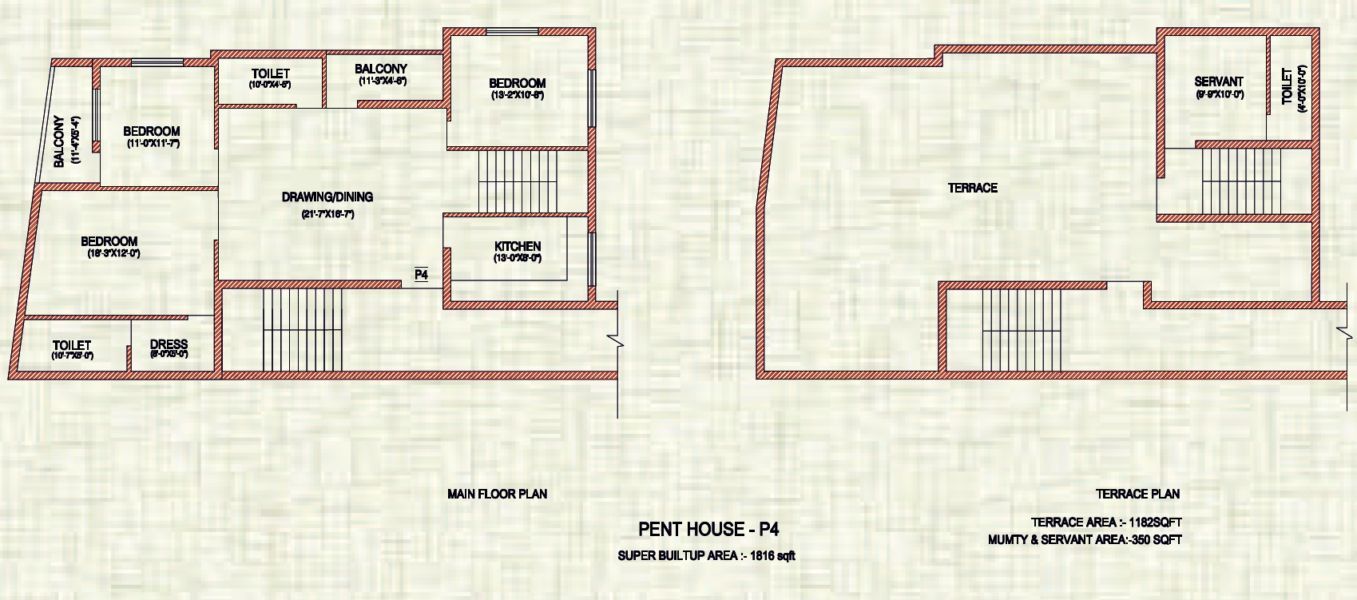 Penthouse P4 Floor Plan | 99Realty