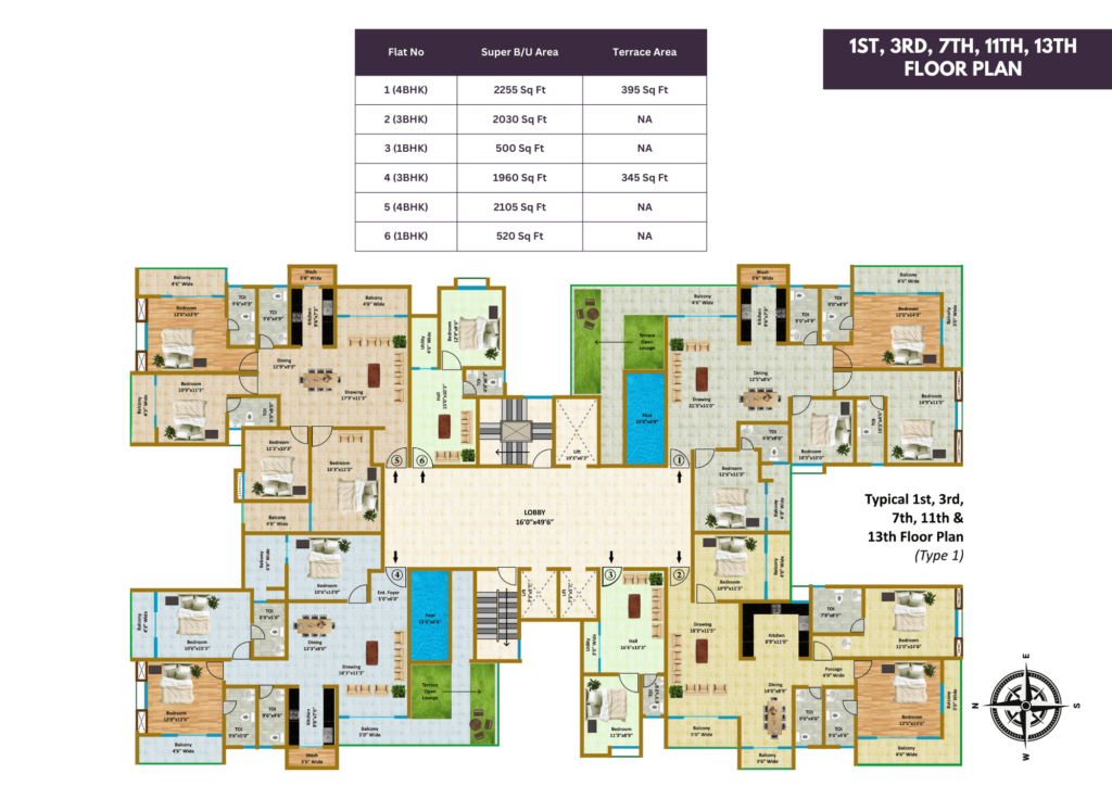 Swapan Lok Type1 Floor Plan | 99Realty